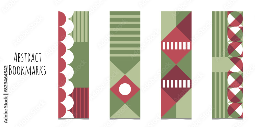 Rectangular bookmarks set with abstract colorful geometric decorative ...