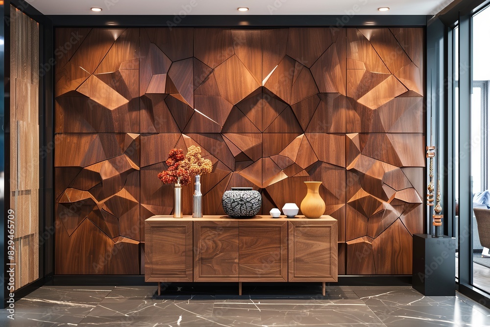 Elegant Wooden Panel Entrance Wall Design for Modern Home Interiors ...