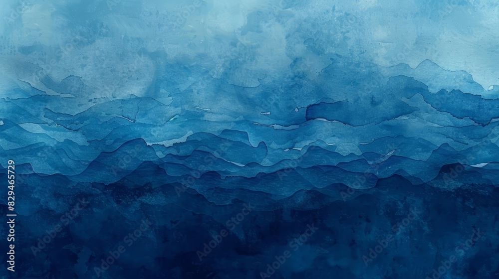 A painting of a large body of water with waves rising from the depths ...