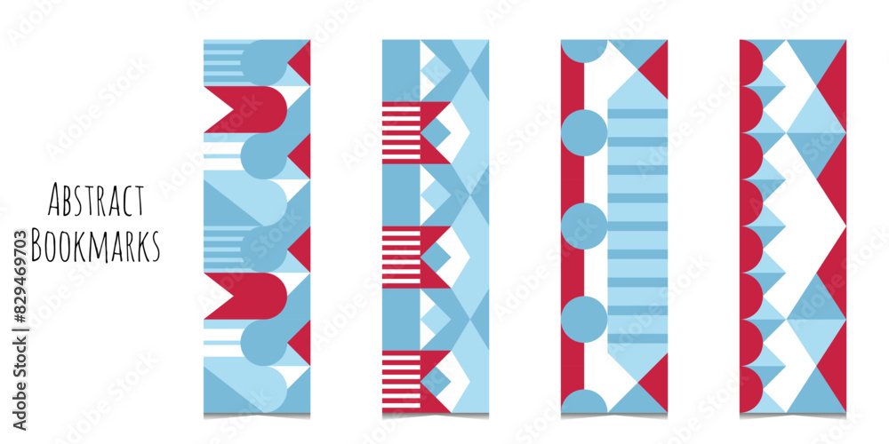 Rectangular bookmarks set with abstract colorful geometric decorative ...