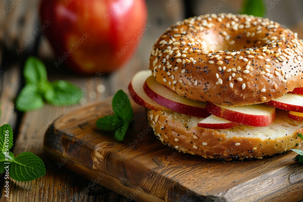 Bagels on plate top view on isolated white background - ai generative ...