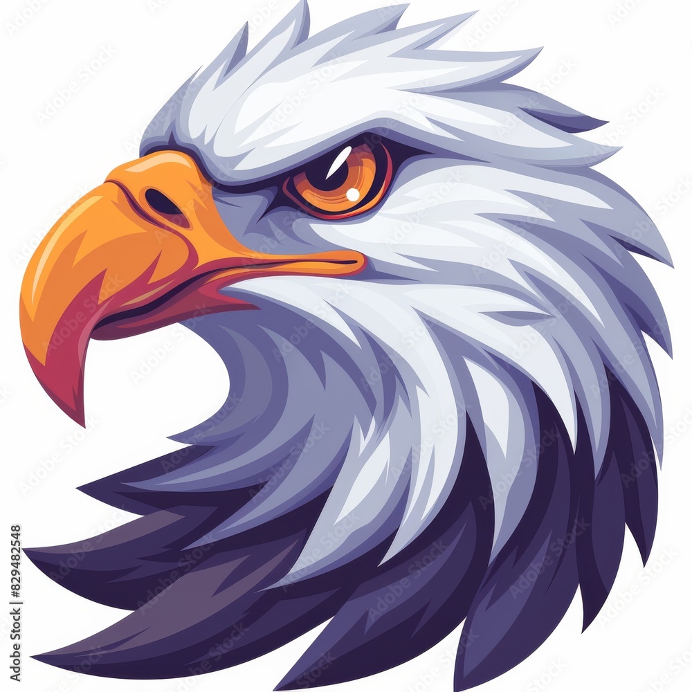 The eagle cartoon features a fierce bird with outstretched wings ...