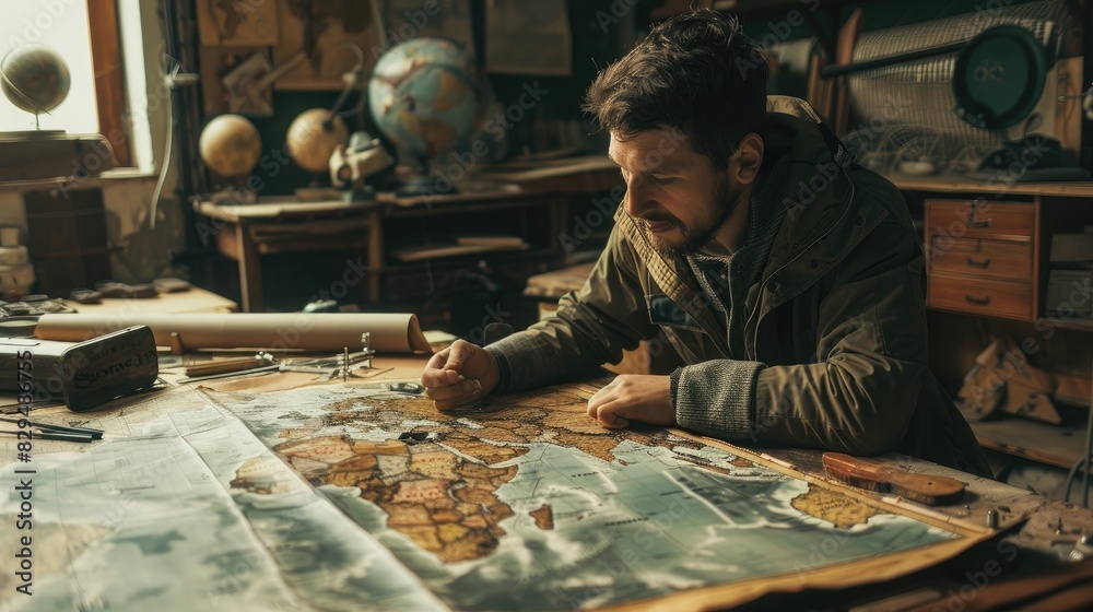 Foto de The picture of the cartographer working inside the workshop ...