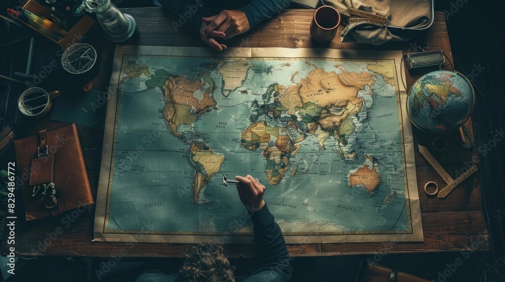 The picture of the cartographer working inside the workshop doing about ...