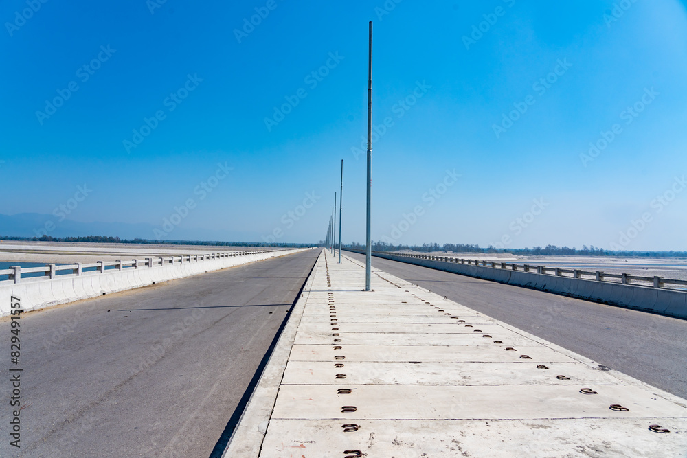 Mahakali River of Nepal with Mahakali bridge in the Highway between ...