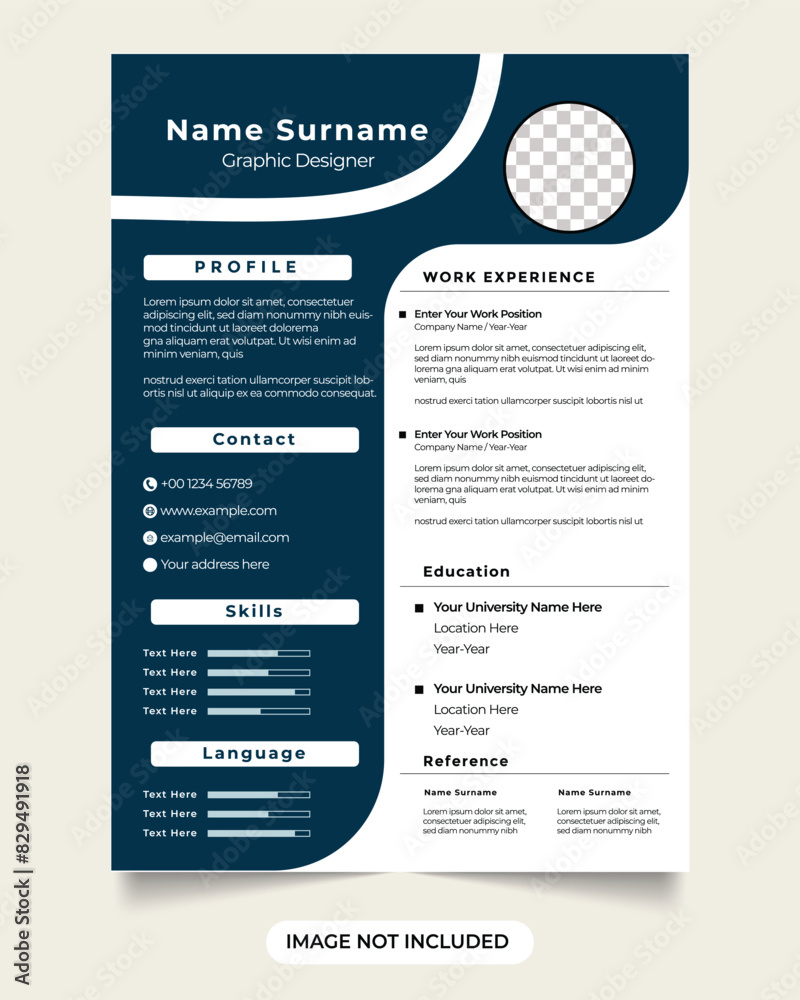 Simple Minimalist cv template vector with photo placeholders. job ...