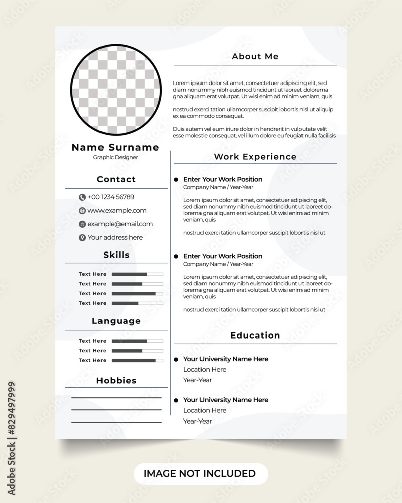 Professional minimal and modern resume or cv template. Clean and modern ...