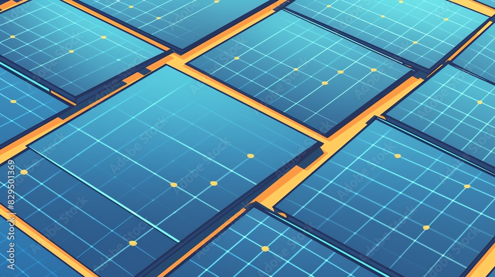 solar panel array flat design top view renewable energy cartoon drawing ...