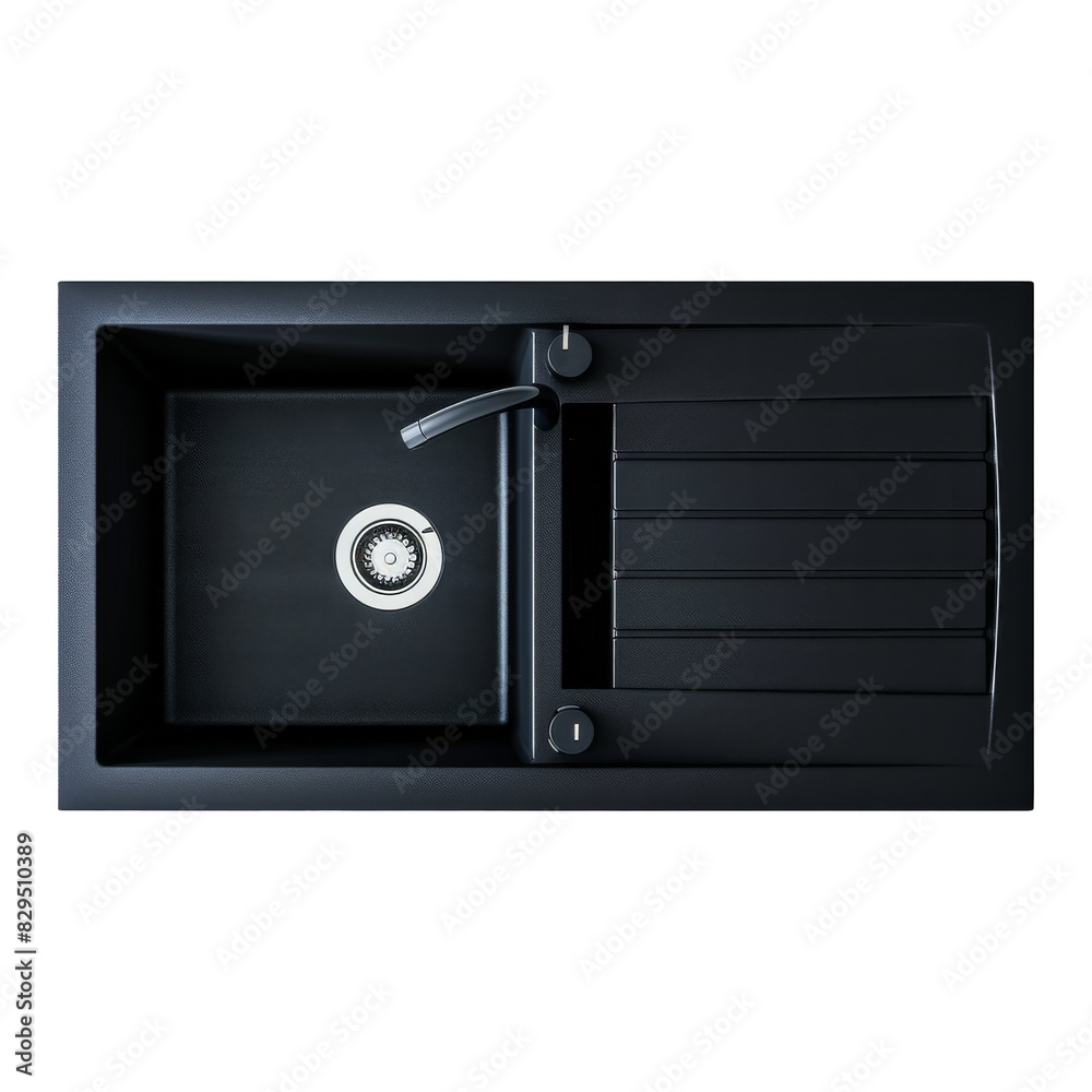 Black double kitchen sink top view with countertop transparent ...