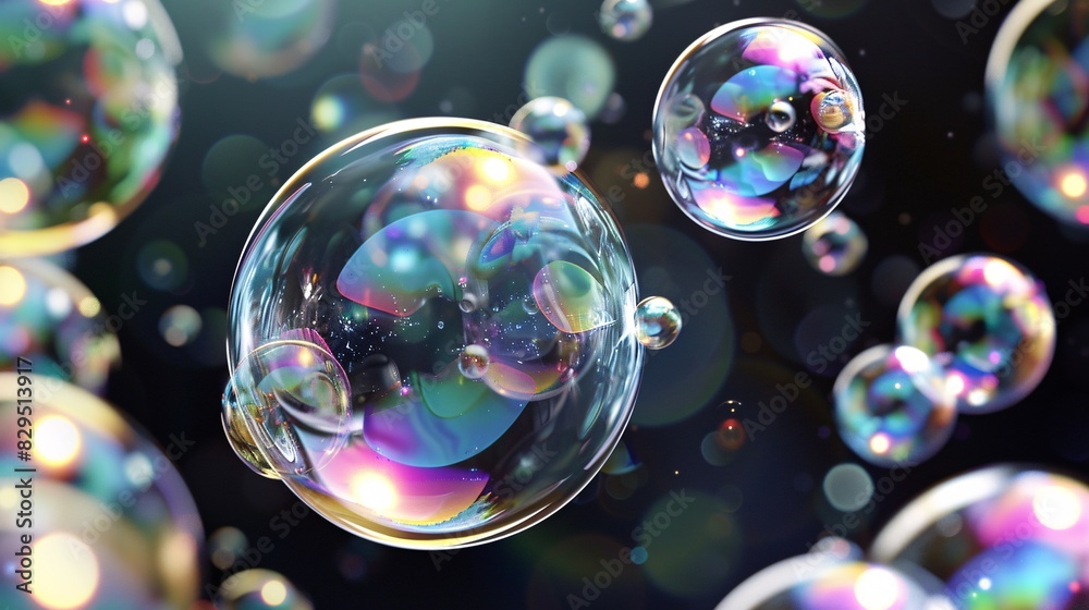 Clear spheres. Bubbles on a see-through backdrop. Translucent bubbles ...