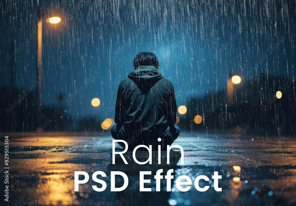 Rain Effect With Generative AI Stock Template | Adobe Stock