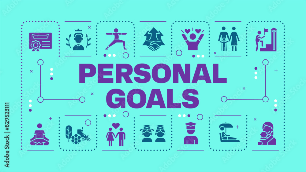 Personal goals light blue word concept. Self improvement. Career ...