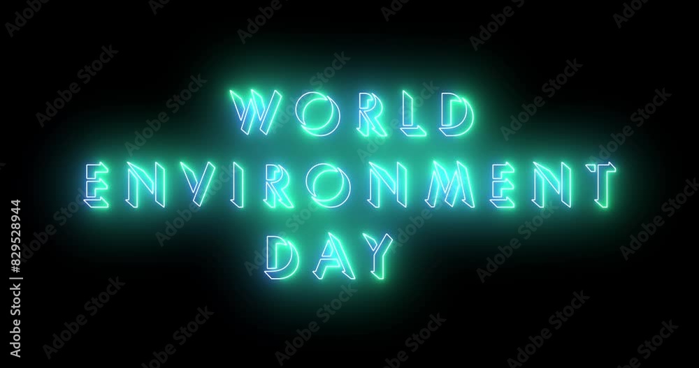 4K World Environment Day text cool neon-colored animation. Neon-colored ...