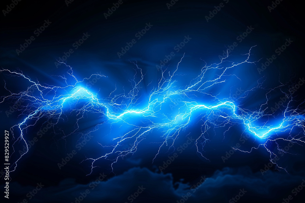 Dark background with intense blue lightning for dramatic poster visuals ...