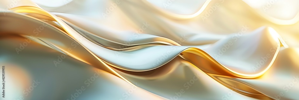 gold , siver gradient, curved shape, white background, 3d render ...
