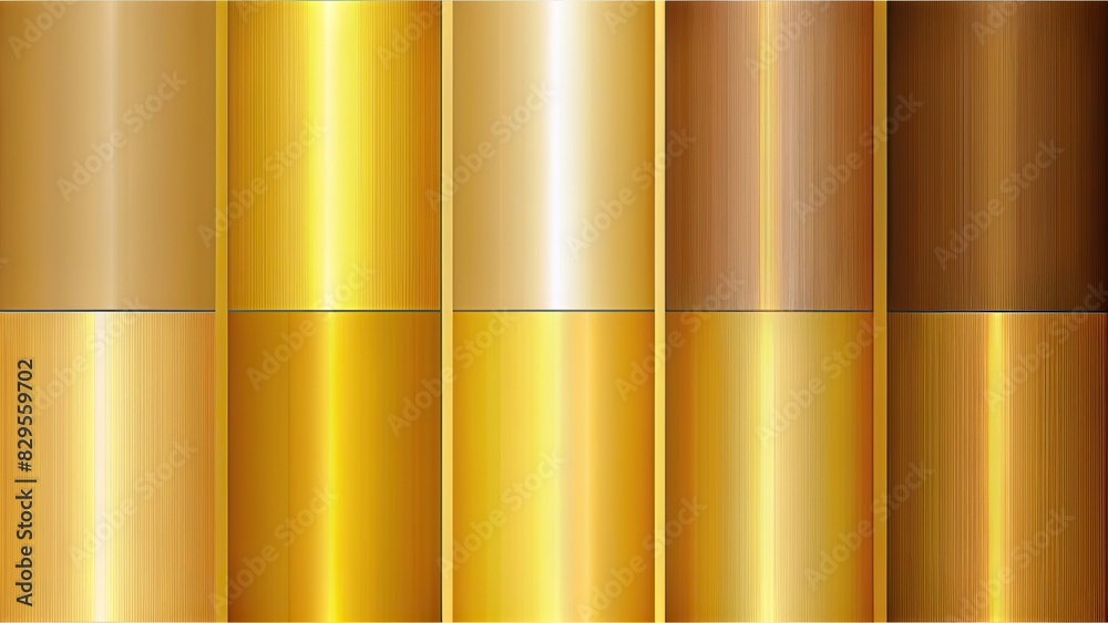 Metallic gold gradient color palette set Stock Photo | Adobe Stock
