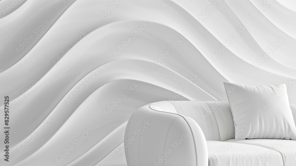 Pure white wave forms merge seamlessly with a clean backdrop ...