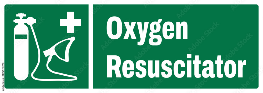 ISO emergency and first aid safety signs_oxygen resuscitator landscape ...