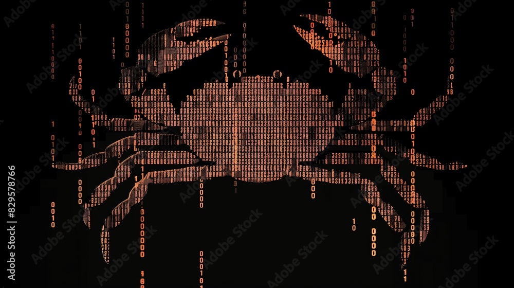 Rust Programming Language Concept Featuring A Crab Silhouette Composed
