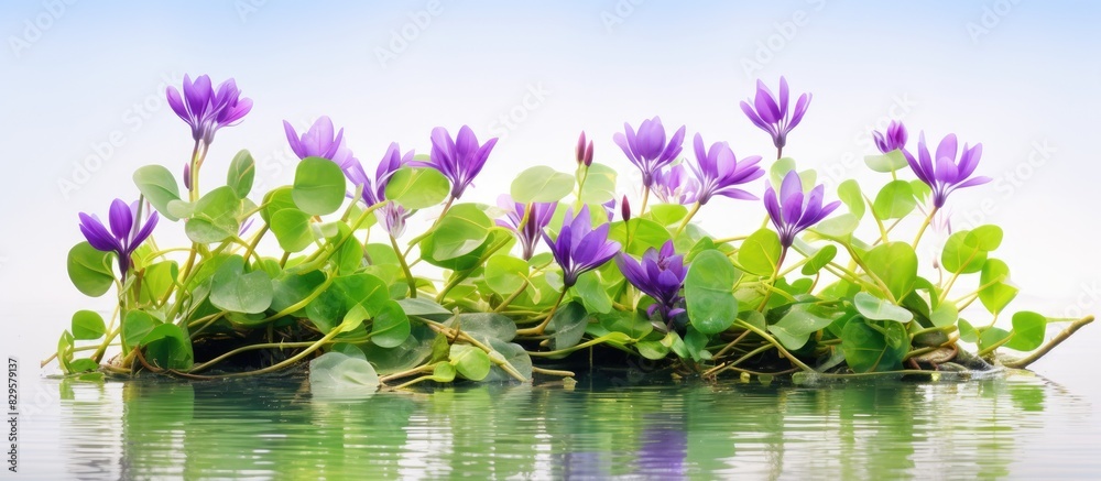 Eichhornia crassipes also known as water hyacinth is a floating ...