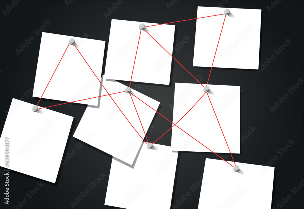 Realistic 3d Detailed Investigation Board or Detective Map with Pinned ...