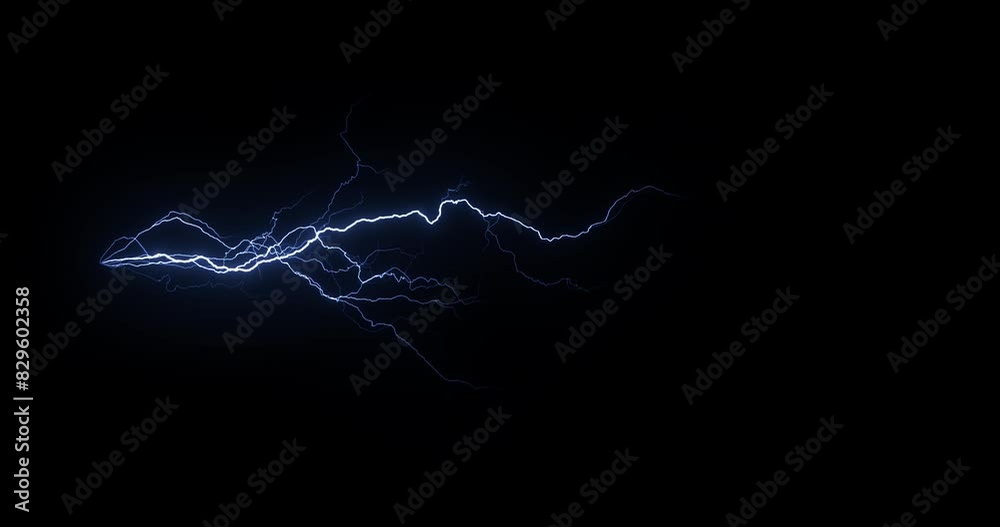 4k repeating electric arcs. Blue Lightning flash Thunderbolt isolated ...