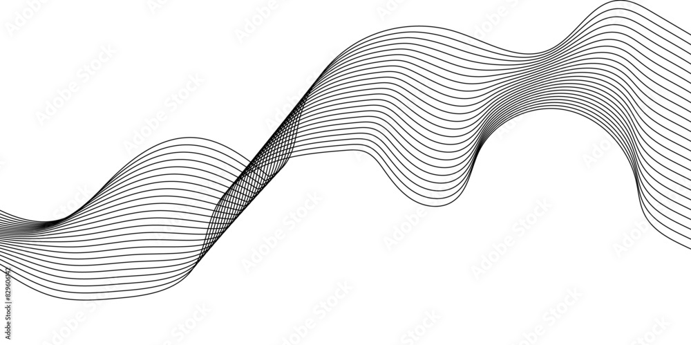 Seamless wavy curve lines on transparent background. Flowing wave ...