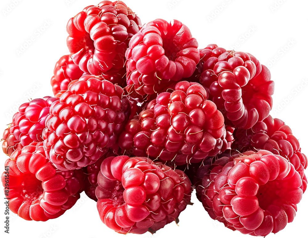 Raspberries, raspberries, isolated image on transparent background, cut ...