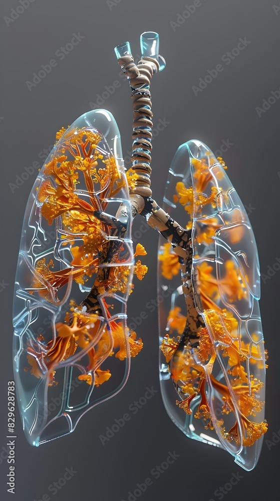 Anatomical of Exploded Human Lung Structures in Detailed Technical ...