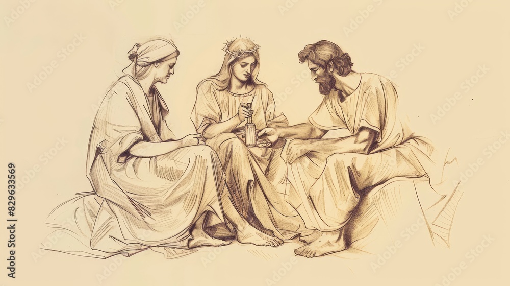 Biblical Illustration: Anointing at Bethany, Mary Anoints Jesus, Judas ...