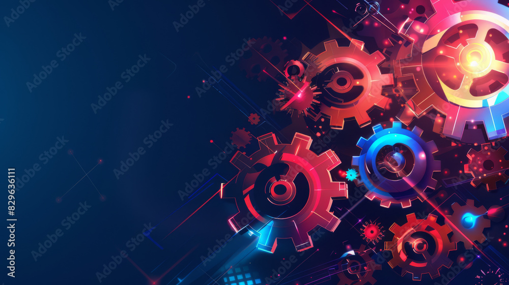 Abstract techno gear background with geometric colorful gear wheels ...