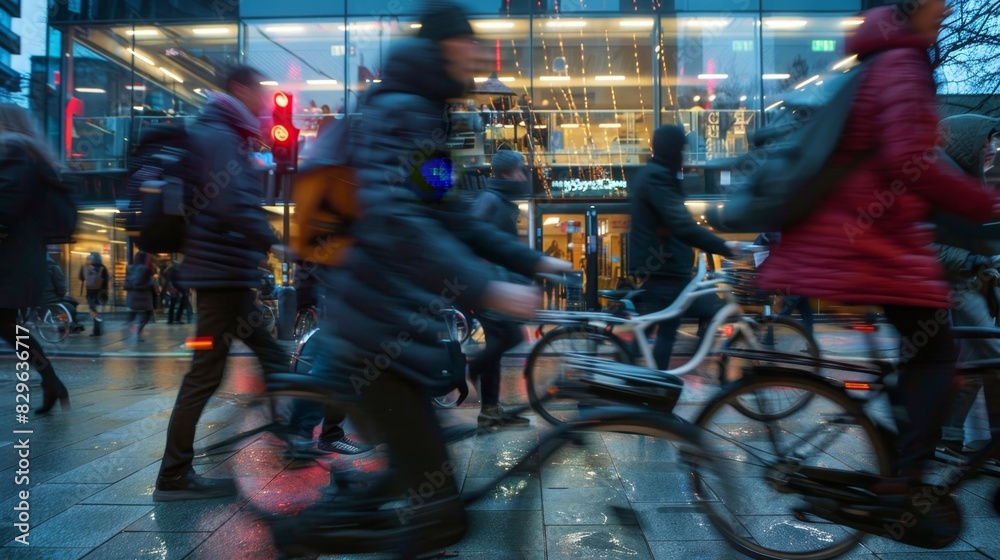 Busy commuters rush to catch their air taxi bike or bus all while ...