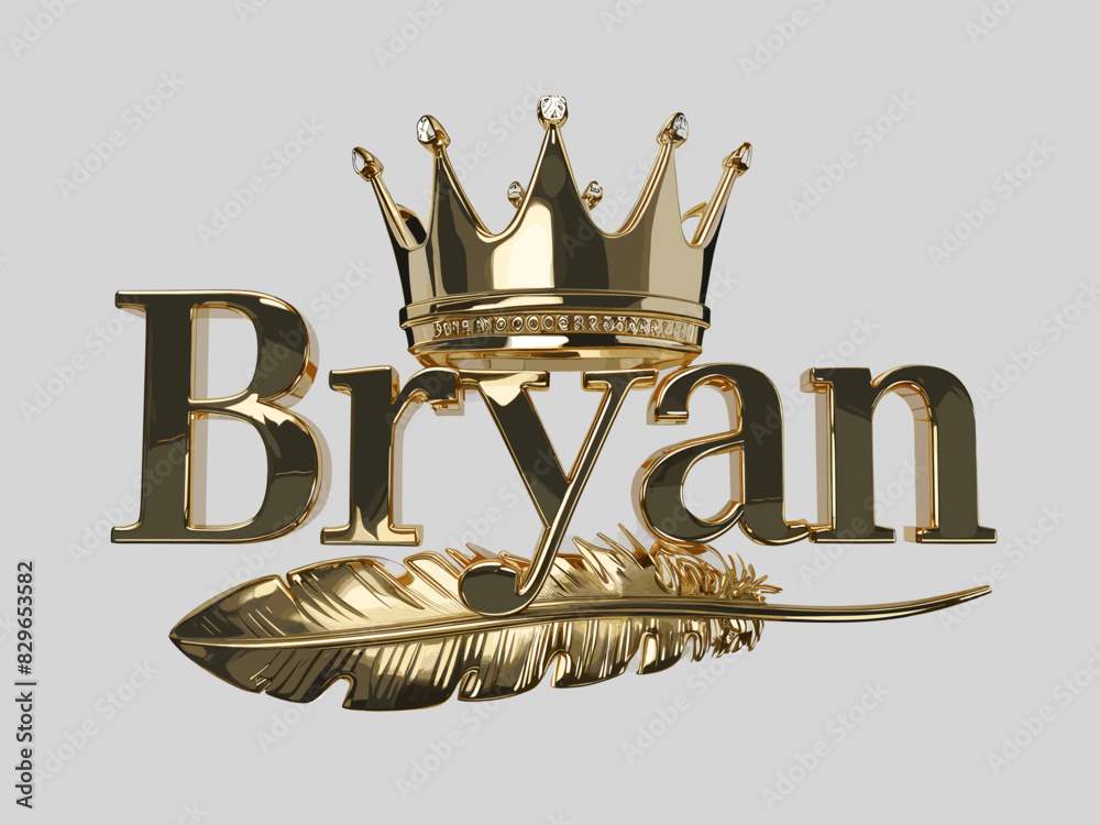 Bryan Name Logo Design Background, Bryan Name in Elegant Font, Gold ...