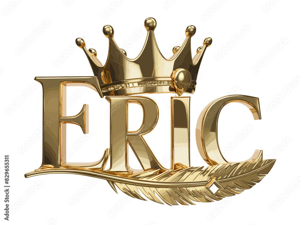 Eric Name Logo Design Background, Eric Name in Elegant Font, Gold Crown ...