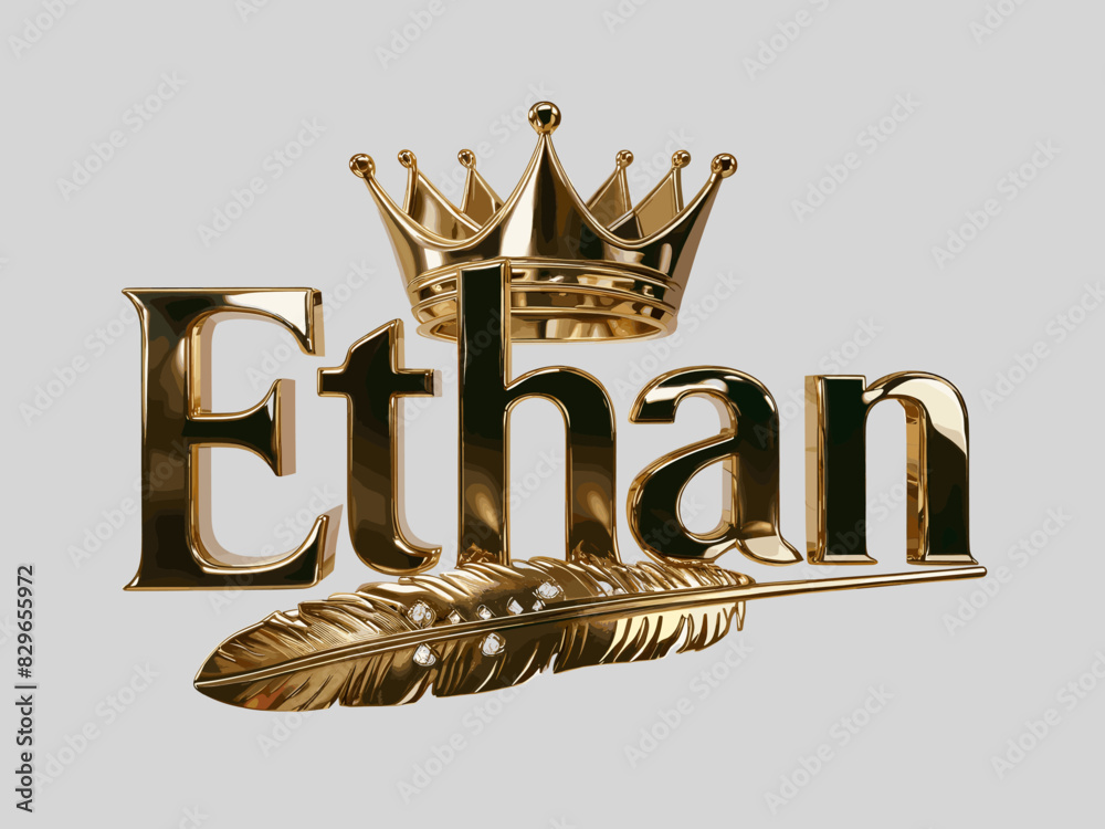 Ethan Name Logo Design Background, Ethan Name in Elegant Font, Gold ...