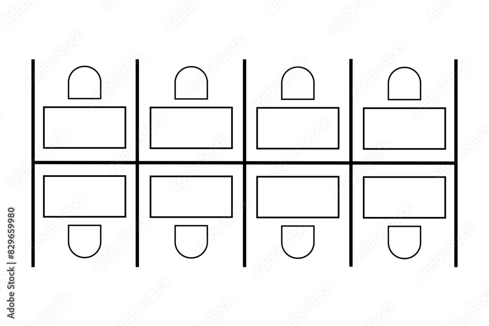 Seating arrangement in a business workspace. Office cubicles with ...