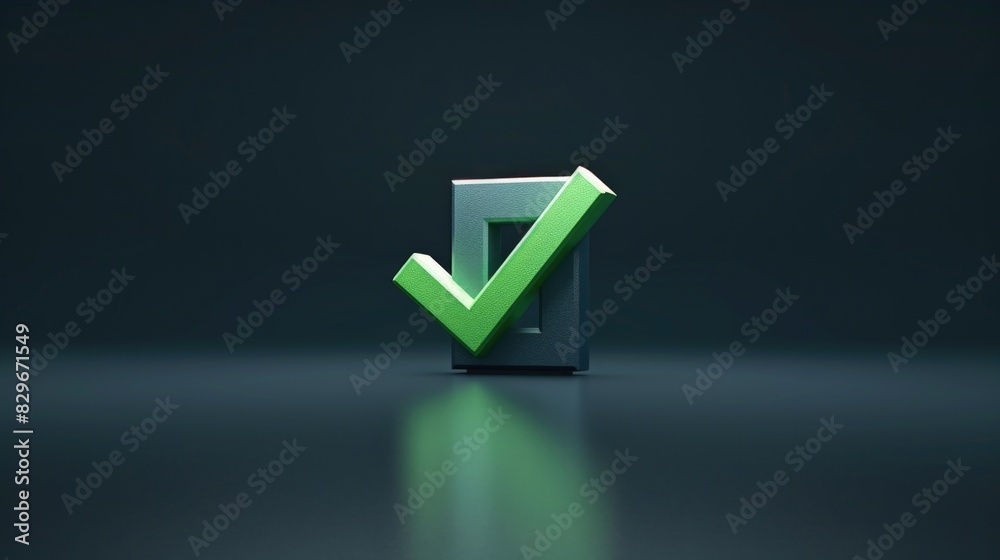 Simple green check mark on black background. Suitable for business ...