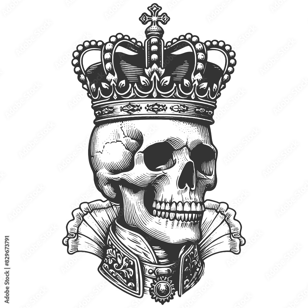 skull crowned with royal crown regal diadem, concepts of power ...
