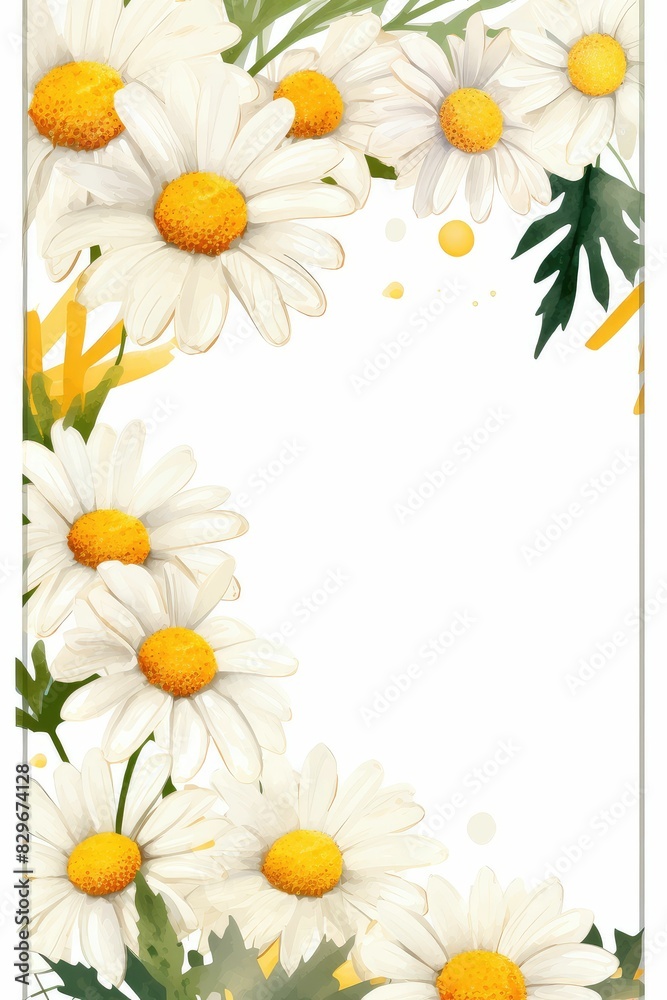 daisy themed frame or border for photos and text. with white petals and ...