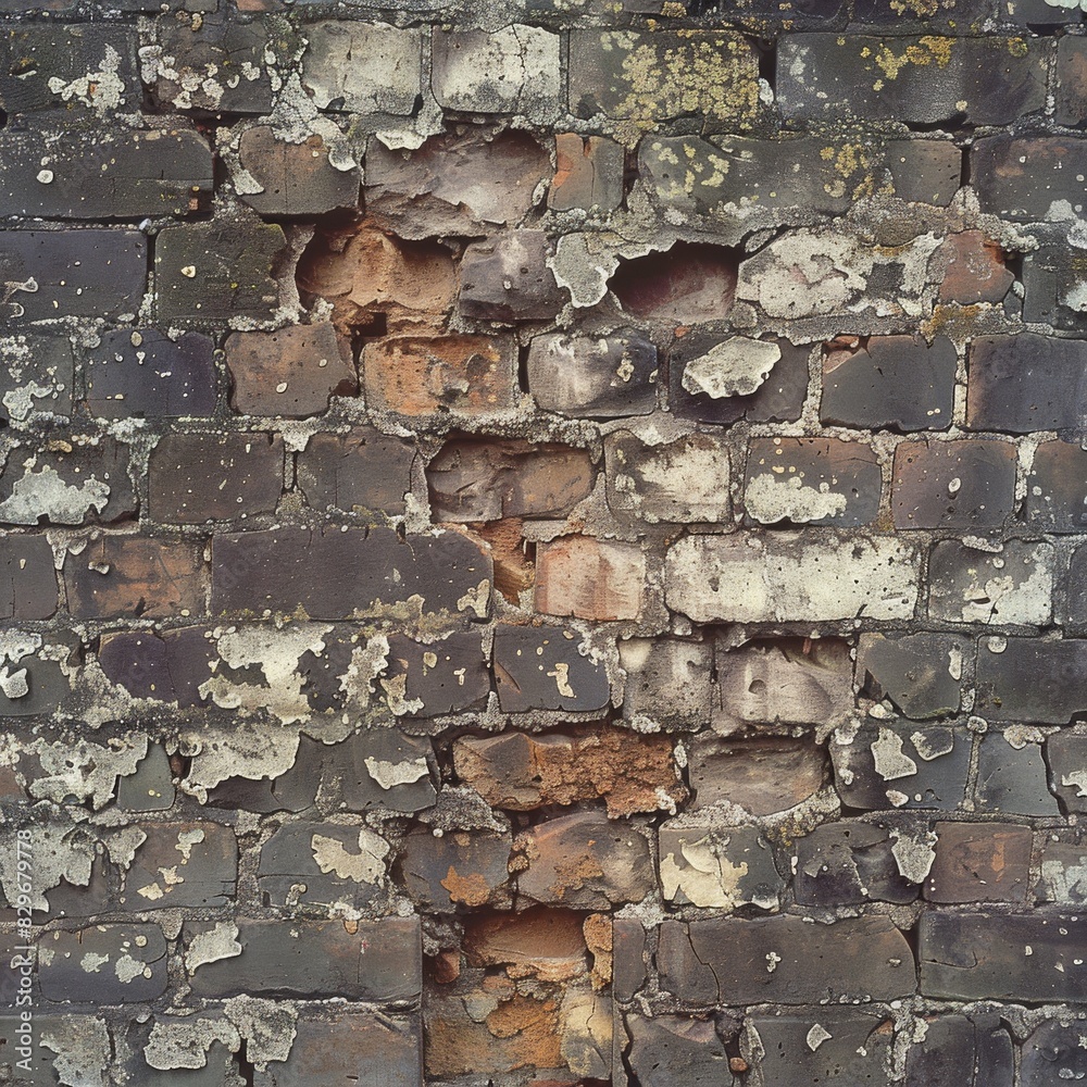 Vintage brick wall with layers of soot and dirt, showcasing the rough ...