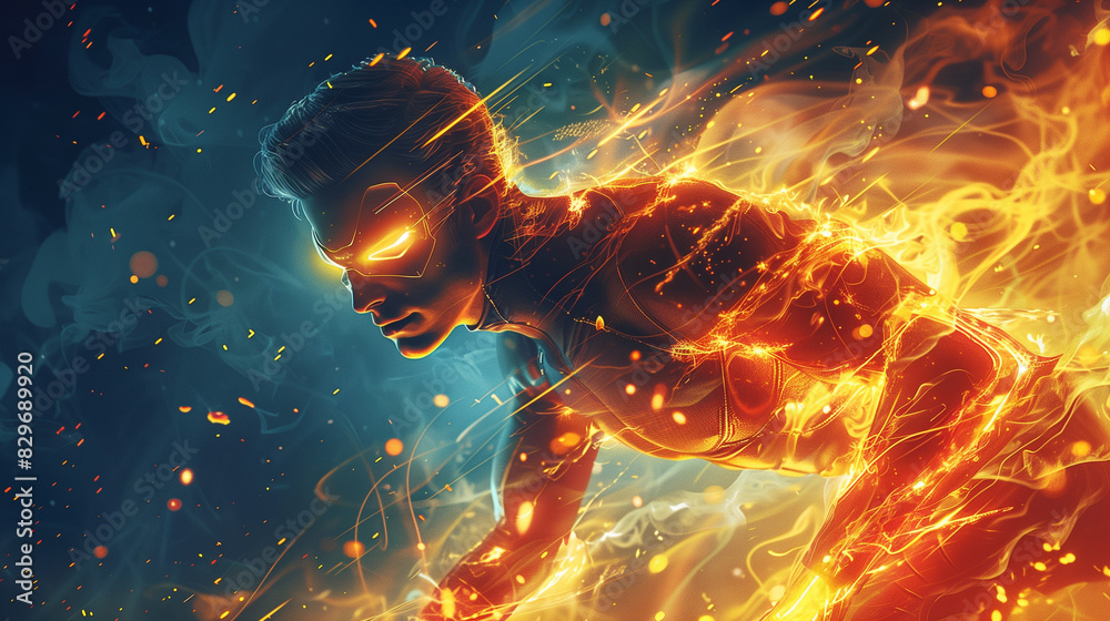 Cartoon superhero performing dynamic moves, fighting villains ...