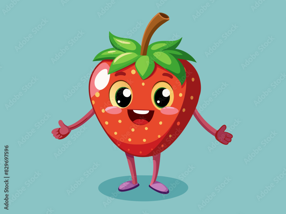 Cute strawberry character with rosy cheeks and big eyes. Adorable ...