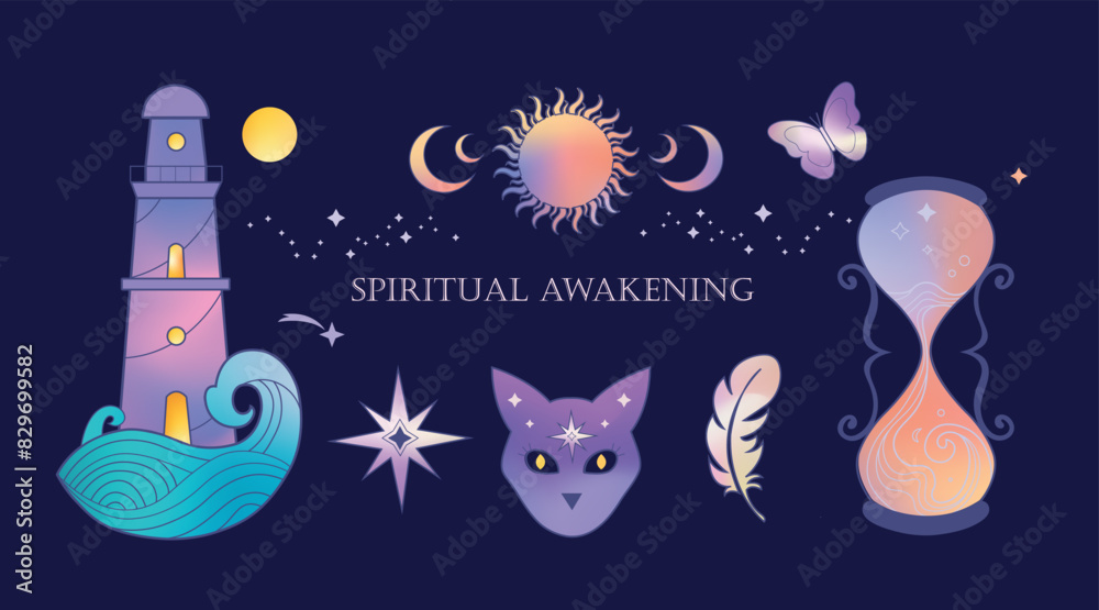 Mystical spiritual vector collection of magic awakening symbols ...