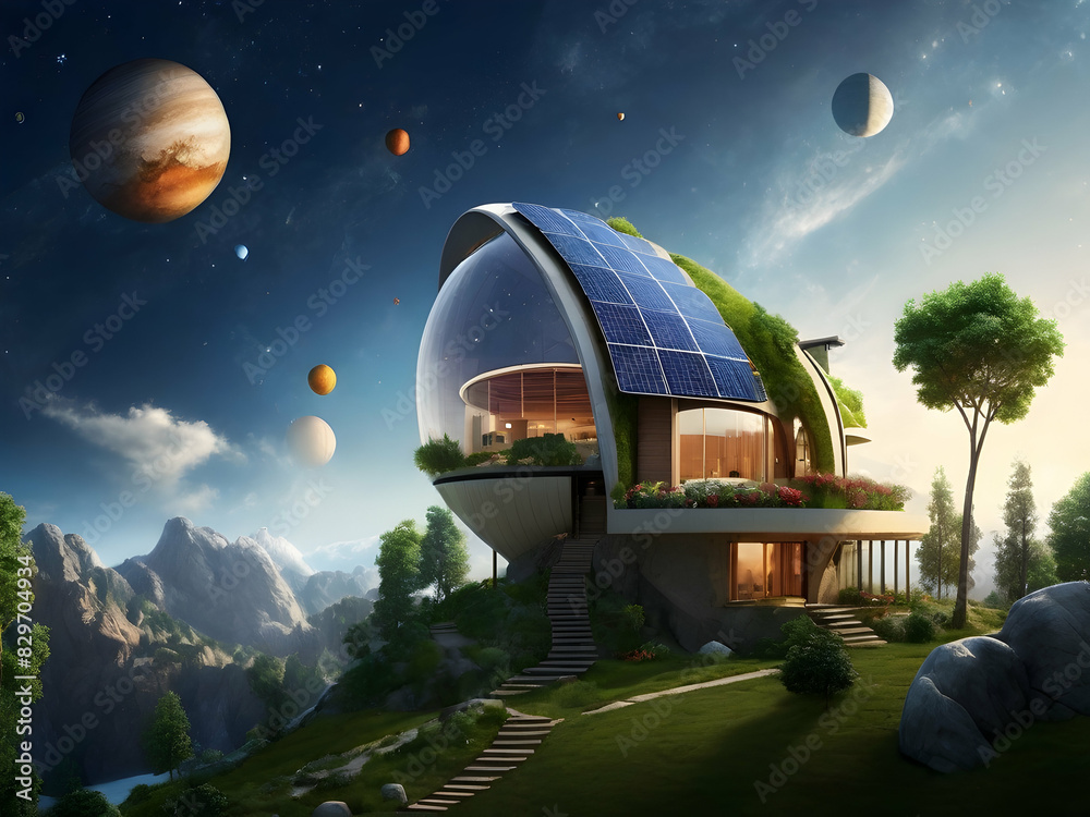 spaceship and earth observatory, sky, dome, telescope, building ...