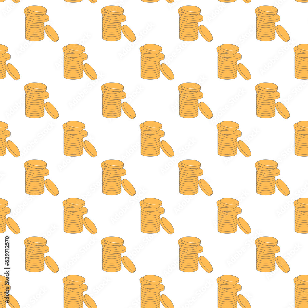 Seamless pattern of stacked golden coins. Wealth and financial ...