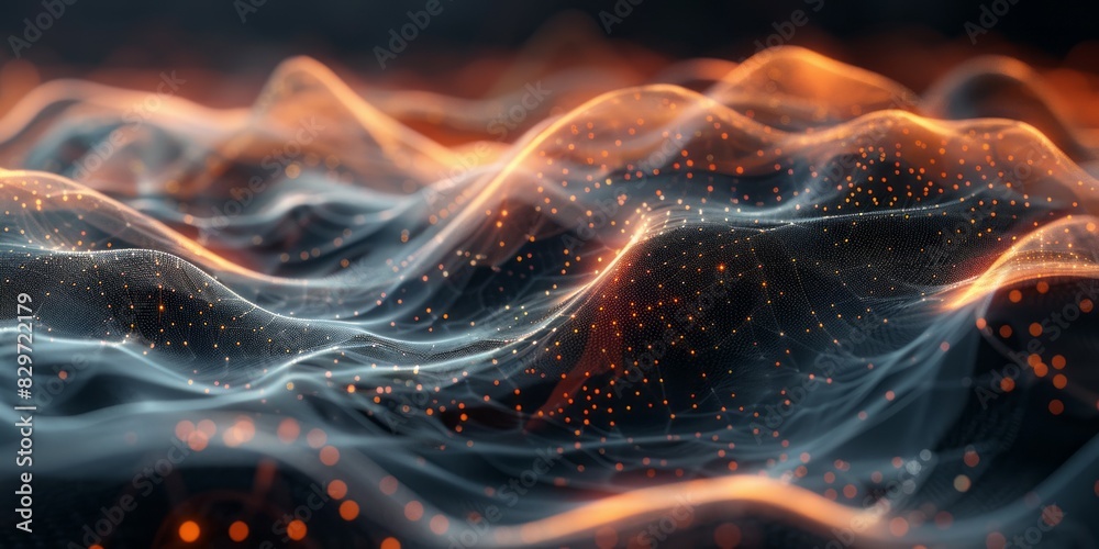 Computer generated waves and stars intersecting in a dynamic display of ...