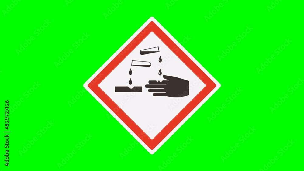 Appearance of white and red diamond symbol with black corrosive product ...