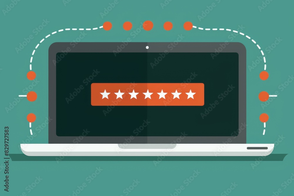 Laptop with a red password security screen, illustrating the importance ...