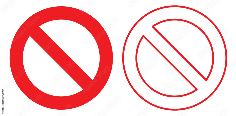 Icon symbol ban. Sign forbidden. Circle sign stop entry and slash line ...