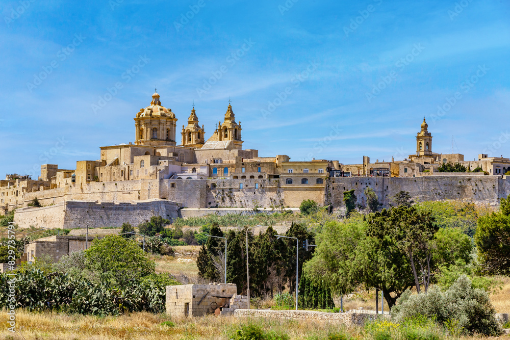 The fortified medieval city Mdina, the Silent City with ancient walls ...